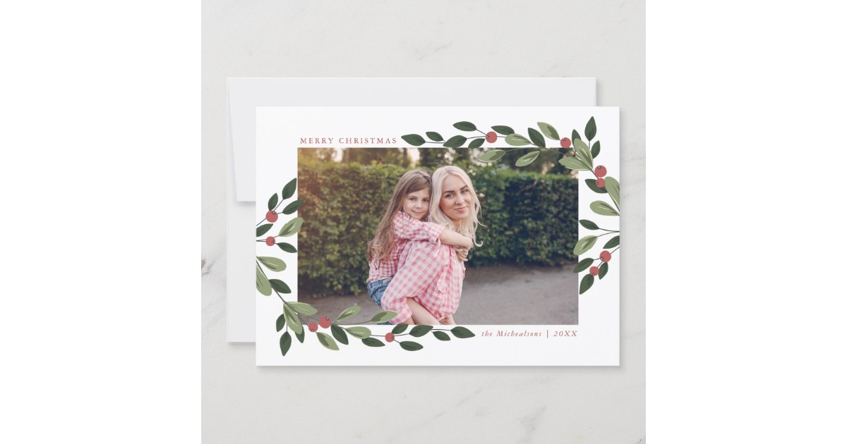 Holiday Holly Photo Card | Zazzle