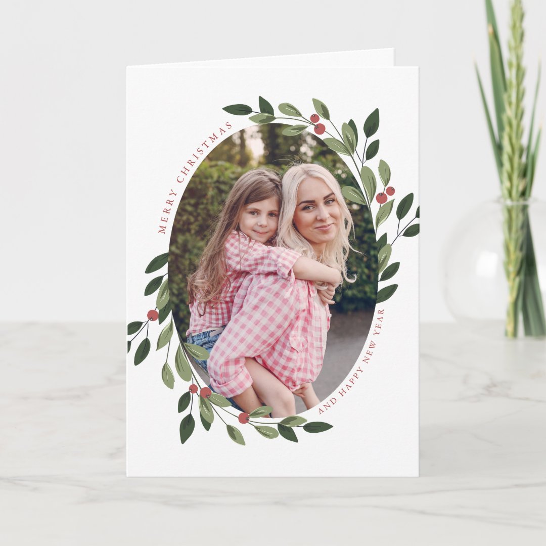 Holiday Holly Photo Greeting Card | Zazzle