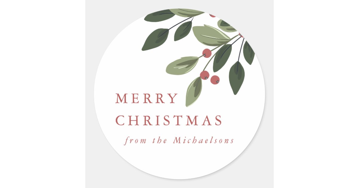 Holiday Holly Round Sticker | Zazzle