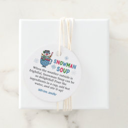 Holiday Hot Cocoa Favor Snowman Soup Favor Tags | Zazzle