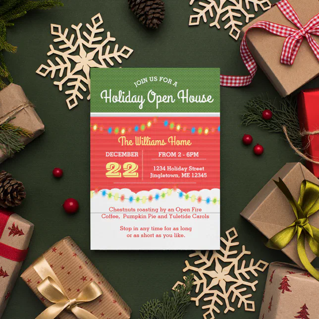 Holiday House Facade Open House Invitation | Zazzle