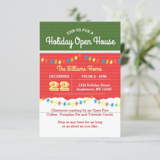 Holiday House Facade Open House Invitation | Zazzle