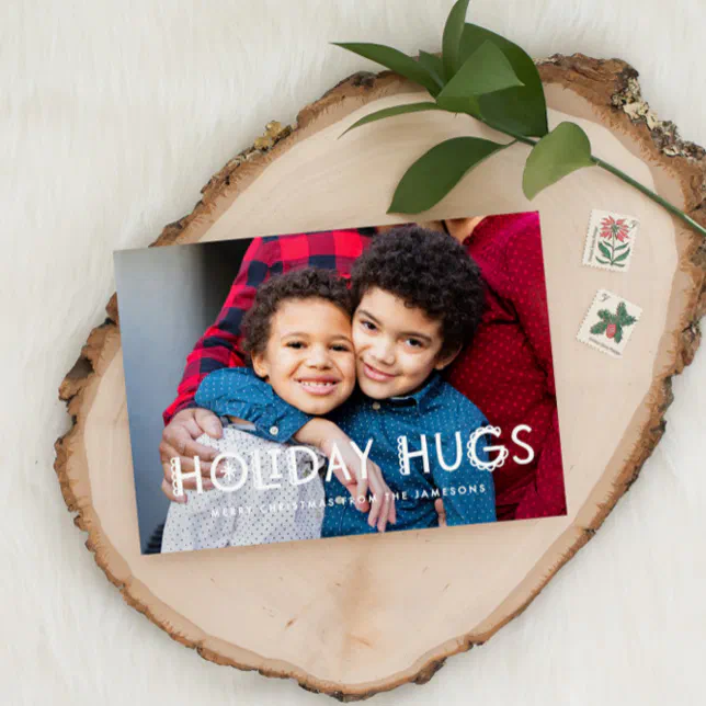 Holiday Hugs Photo Card | Zazzle