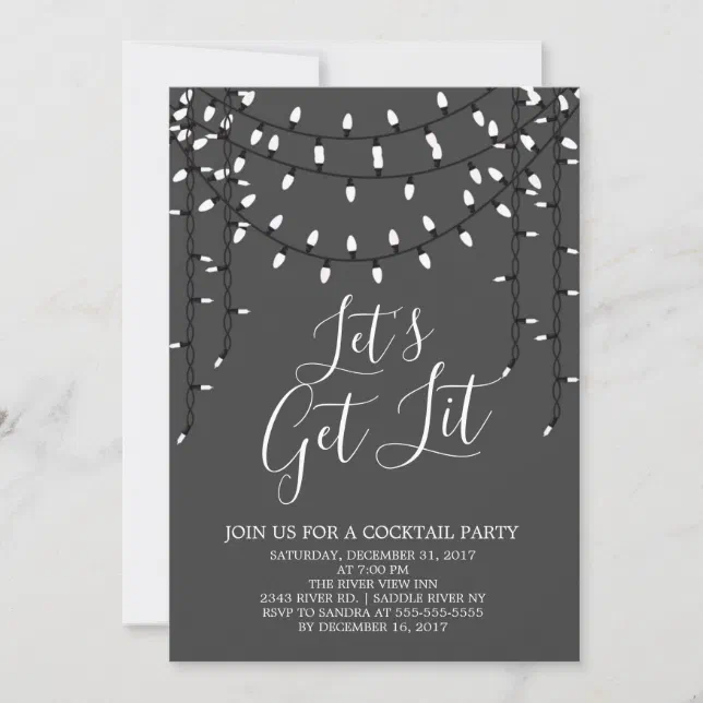 Holiday Let's Get Lit Cocktail Party Invitation | Zazzle