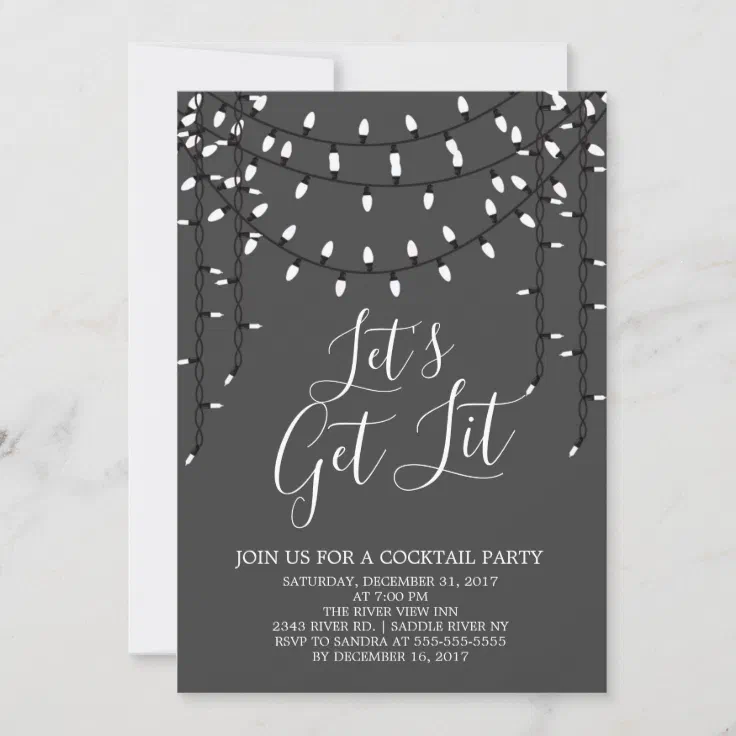 Holiday Let's Get Lit Cocktail Party Invitation | Zazzle