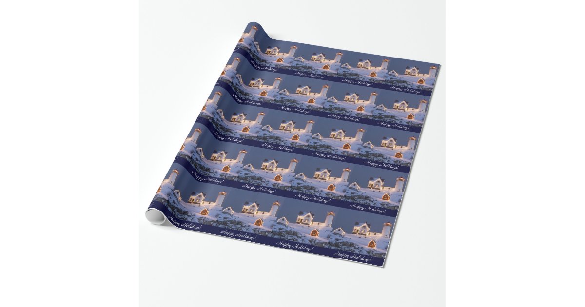 Holiday Lighthouse Wrapping Paper | Zazzle