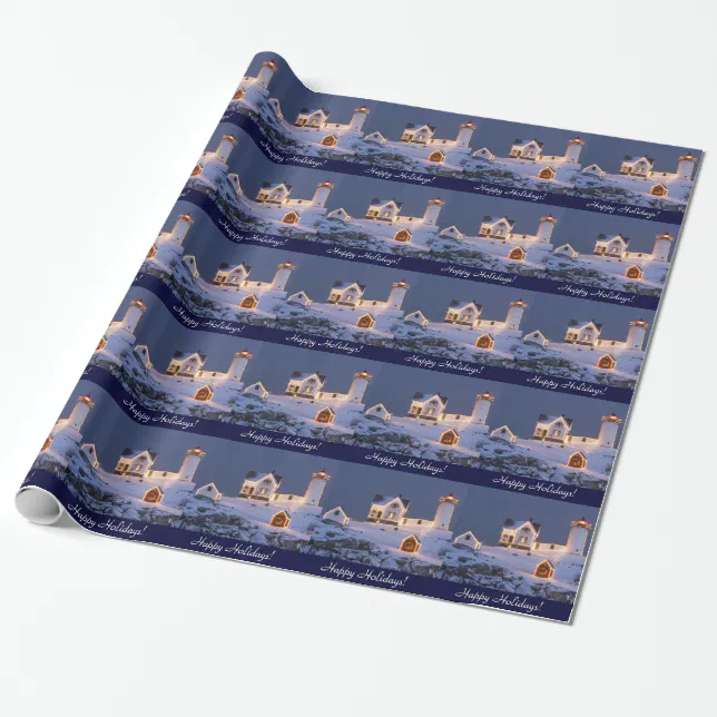Holiday Lighthouse Wrapping Paper | Zazzle