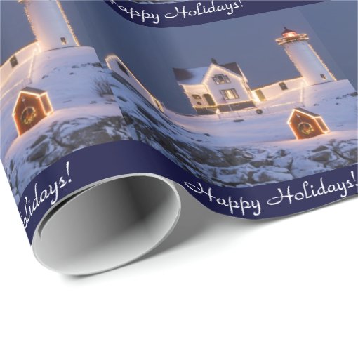 Holiday Lighthouse Wrapping Paper | Zazzle
