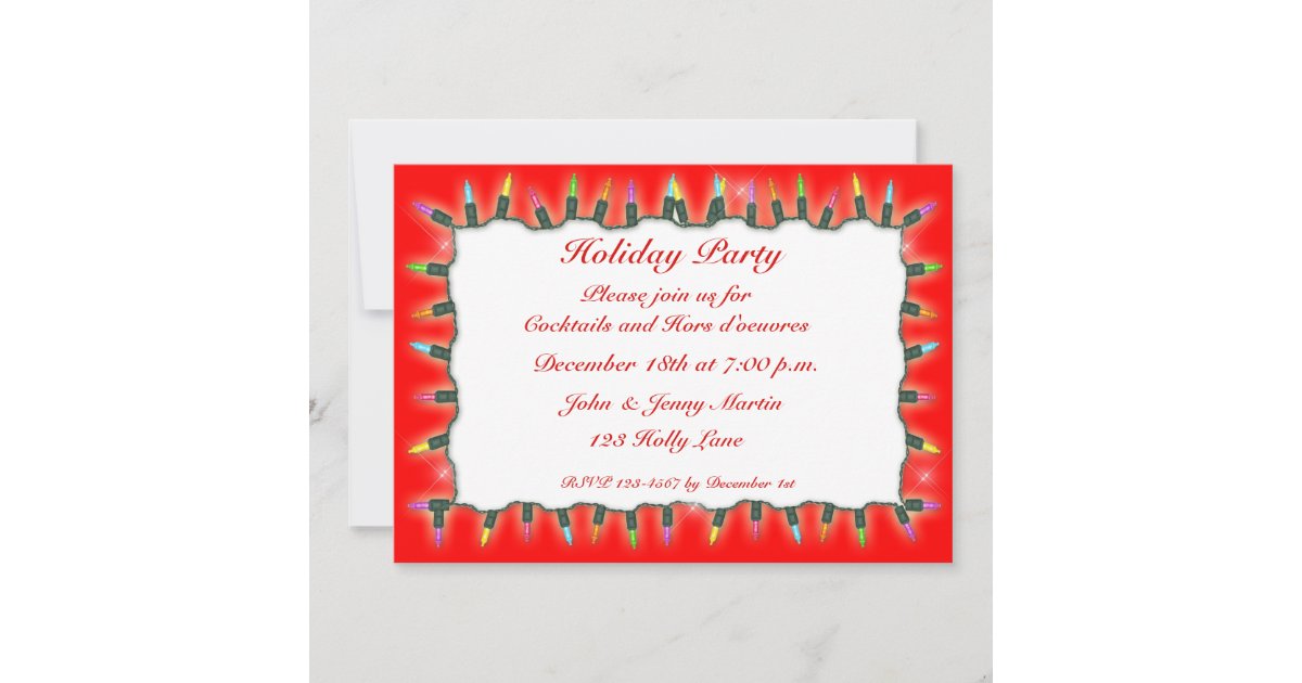 Holiday Lights Border Invitation | Zazzle
