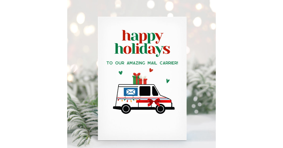 Holiday Mail Letter Carrier Thank You Card | Zazzle