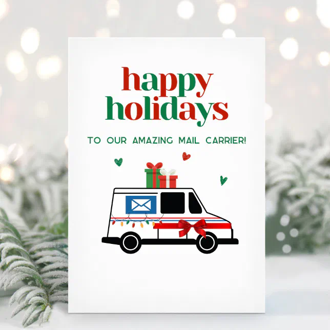 Holiday Mail Letter Carrier Thank You Card | Zazzle