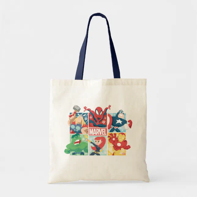 Holiday Marvel Hero Panel Graphic Tote Bag | Zazzle