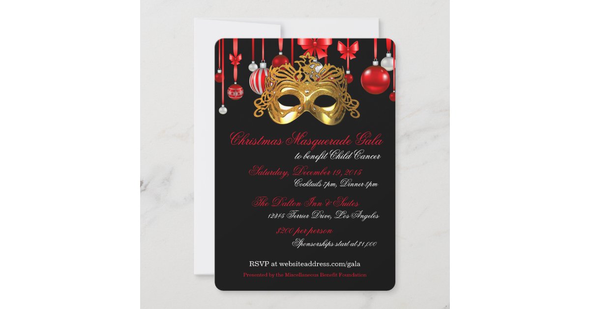 Holiday Masquerade Gala Invitations | Zazzle
