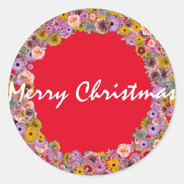 Holiday Merry Christmas Classic Round Sticker | Zazzle
