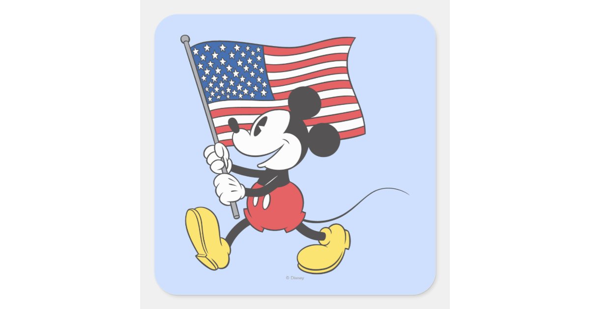 Holiday Mickey | Flag Square Sticker | Zazzle