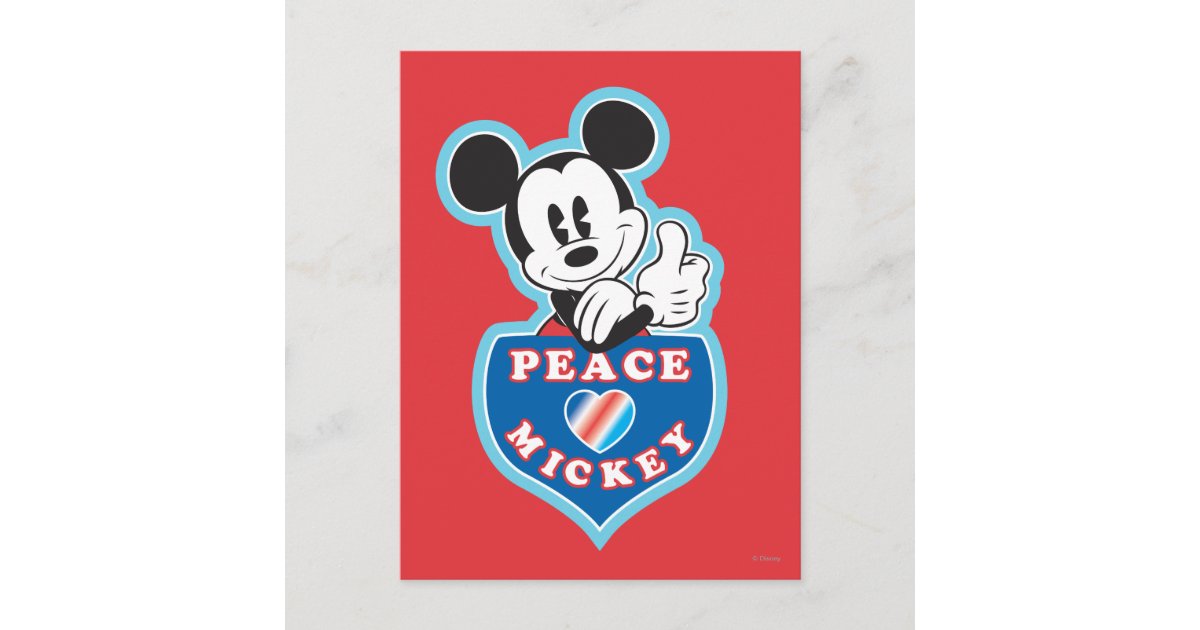 Holiday Mickey | Peace Love Postcard | Zazzle