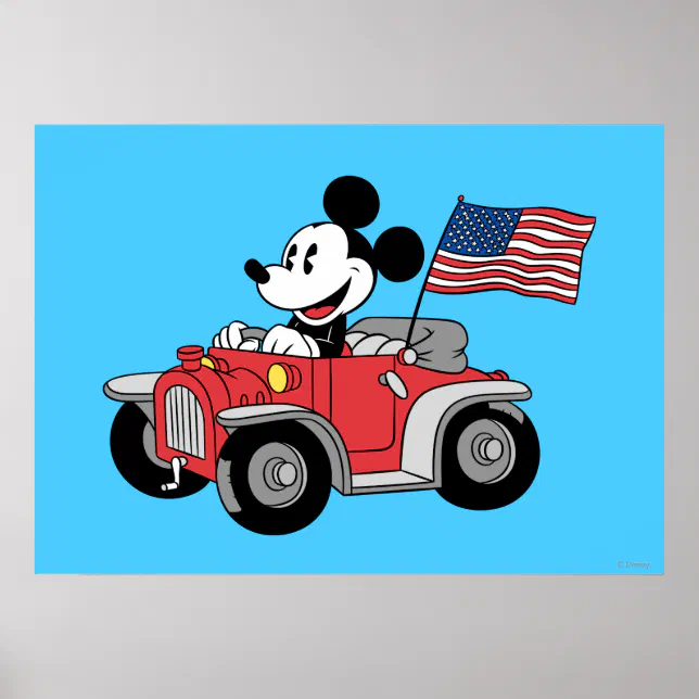 Holiday Mickey | Red Convertible Poster | Zazzle