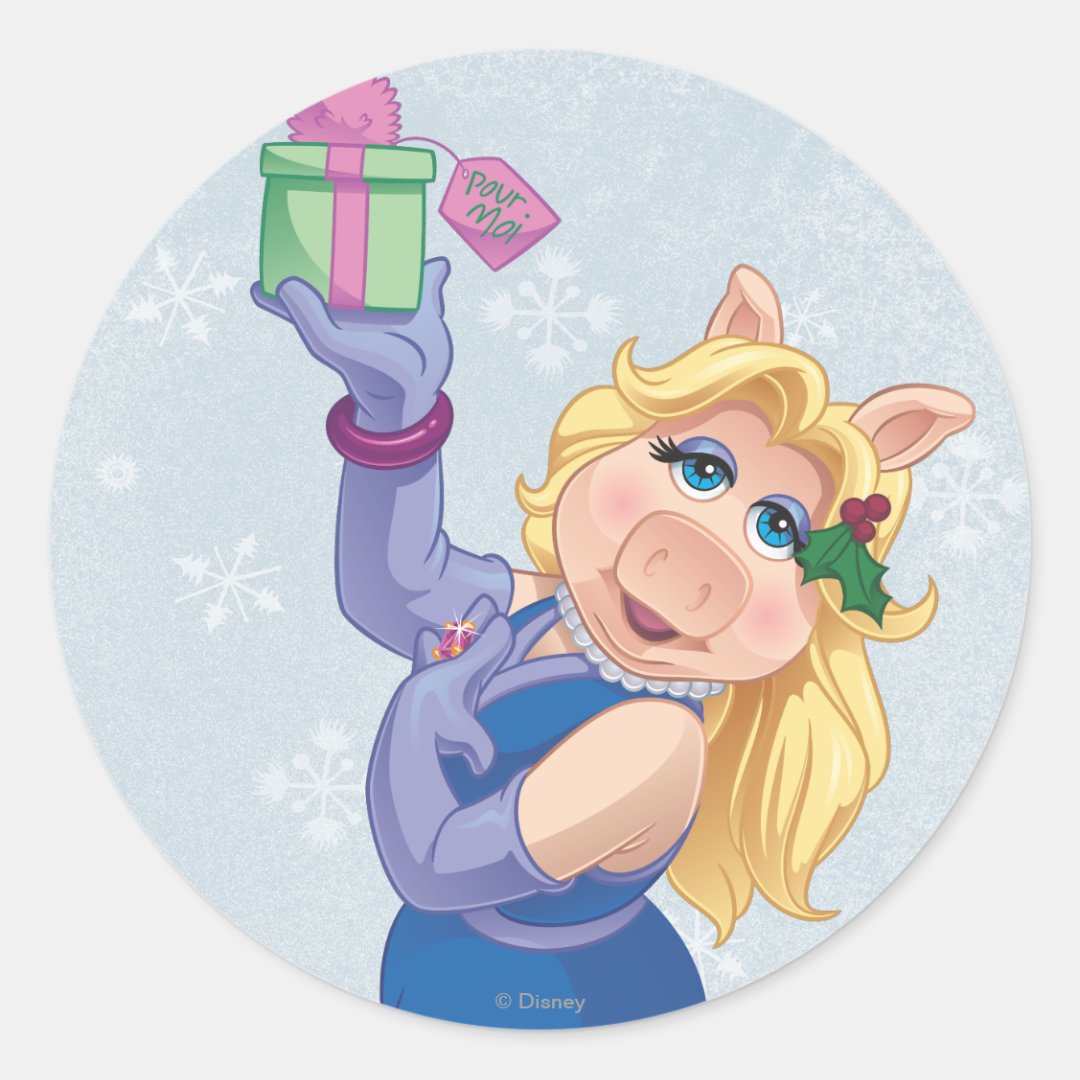 Holiday Miss Piggy Classic Round Sticker | Zazzle