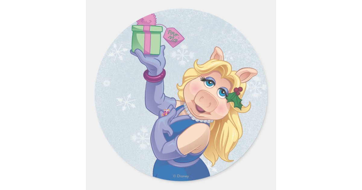 Holiday Miss Piggy Classic Round Sticker | Zazzle