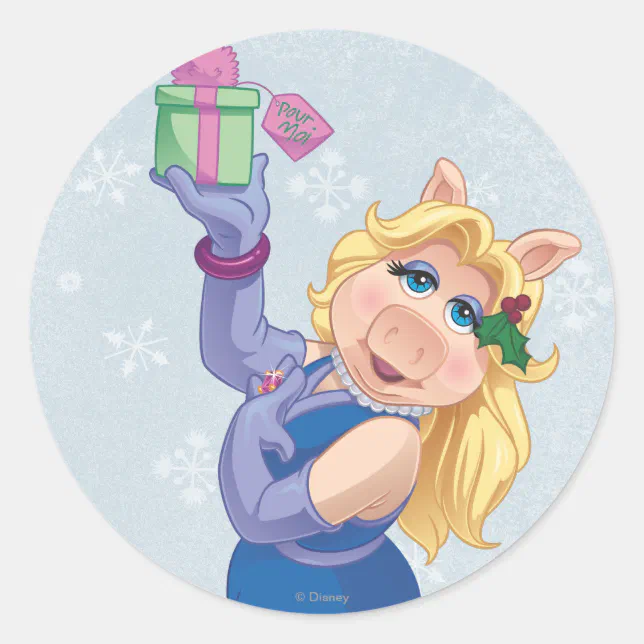 Holiday Miss Piggy Classic Round Sticker | Zazzle