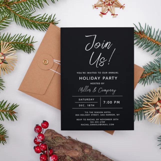 Holiday Modern Chic Corporate Christmas Party Invitation | Zazzle
