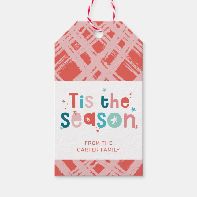 HOLIDAY modern fun typography tis the season quote Gift Tags | Zazzle