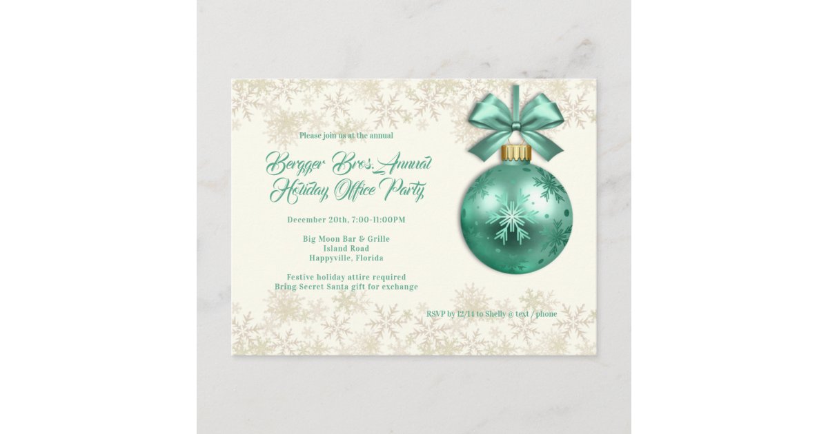 Holiday Office Party Invitation Template Postcard | Zazzle