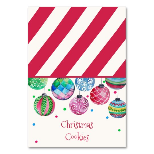 Holiday Ornament Christmas Buffet Food Labels Table Number | Zazzle.com