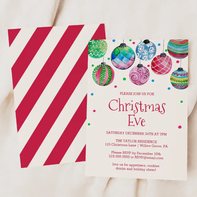 Holiday Ornament Christmas Eve Party Invitation | Zazzle
