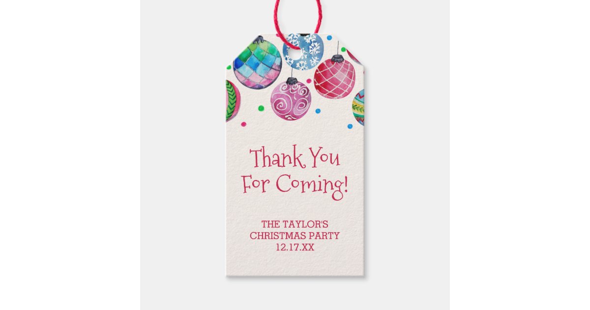 Holiday Ornament Christmas Party Thank You Gift Tags | Zazzle