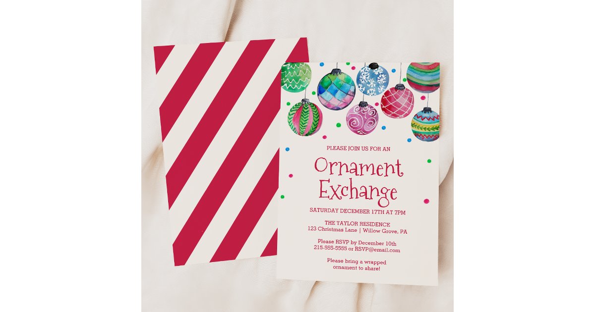 Holiday Ornament Exchange Party Invitation | Zazzle