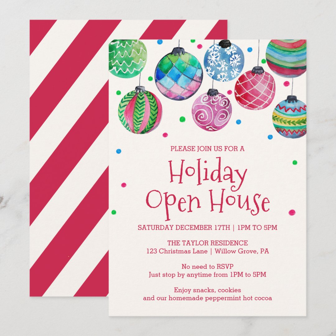 Holiday Ornament Holiday Open House Invitation | Zazzle