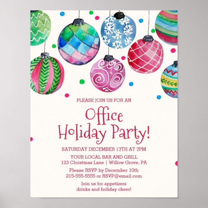 Holiday Ornament Office Christmas Party Invitation Poster Zazzle
