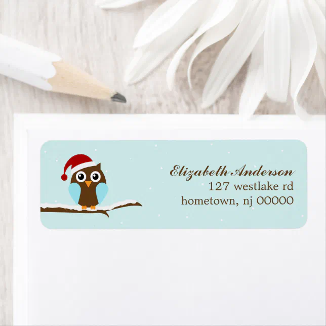 Holiday Owl Address Labels | Zazzle