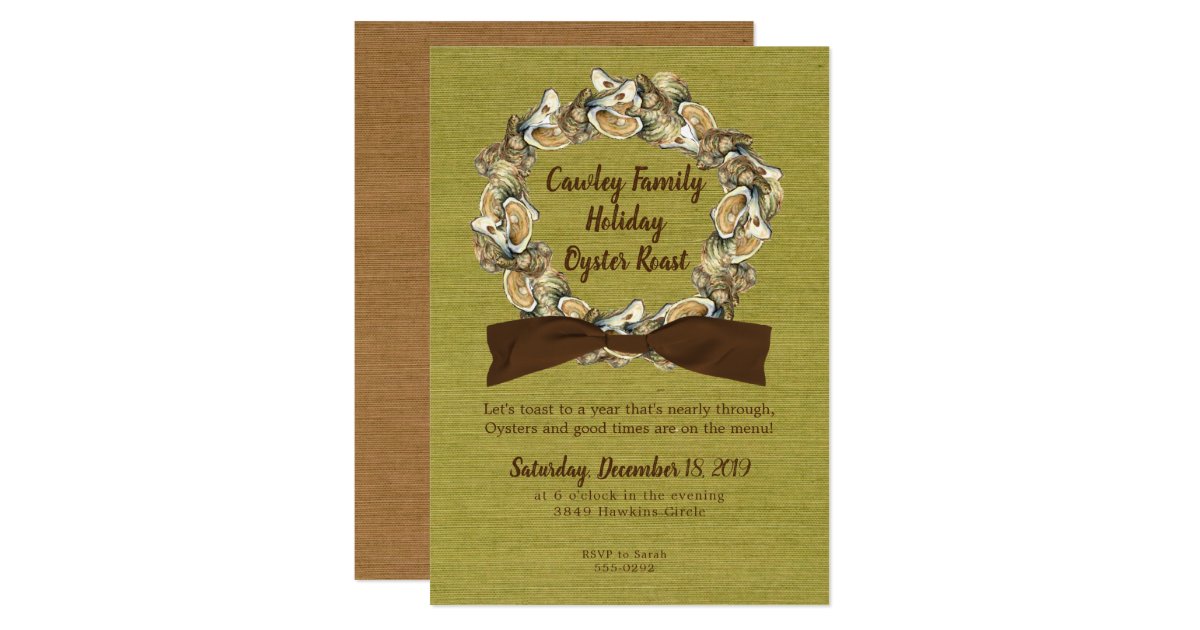 Holiday Oyster Roast Wreath Invite | Zazzle.com