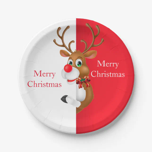 Holiday Paper Plates Rudolph | Zazzle