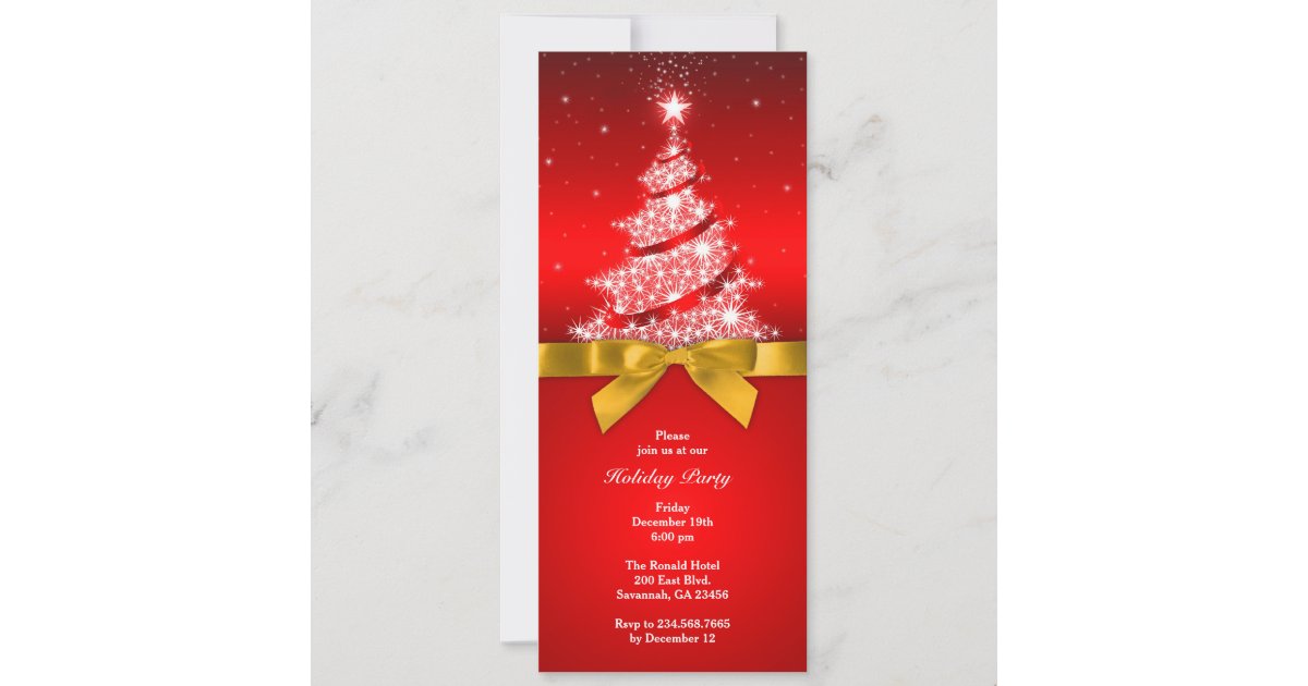 Holiday Party Celebration Elegant Red Invitation Zazzle