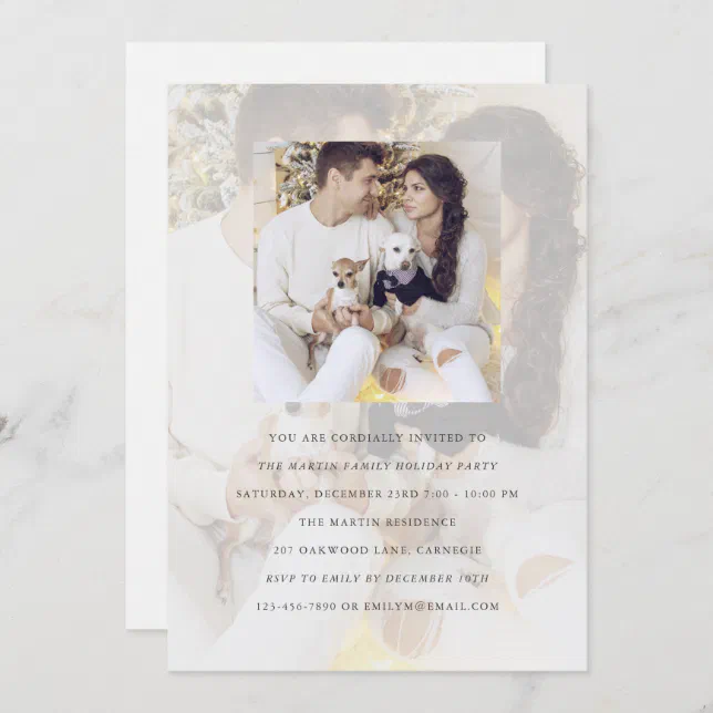 Holiday Party Double Photo Invitation with Overlay | Zazzle