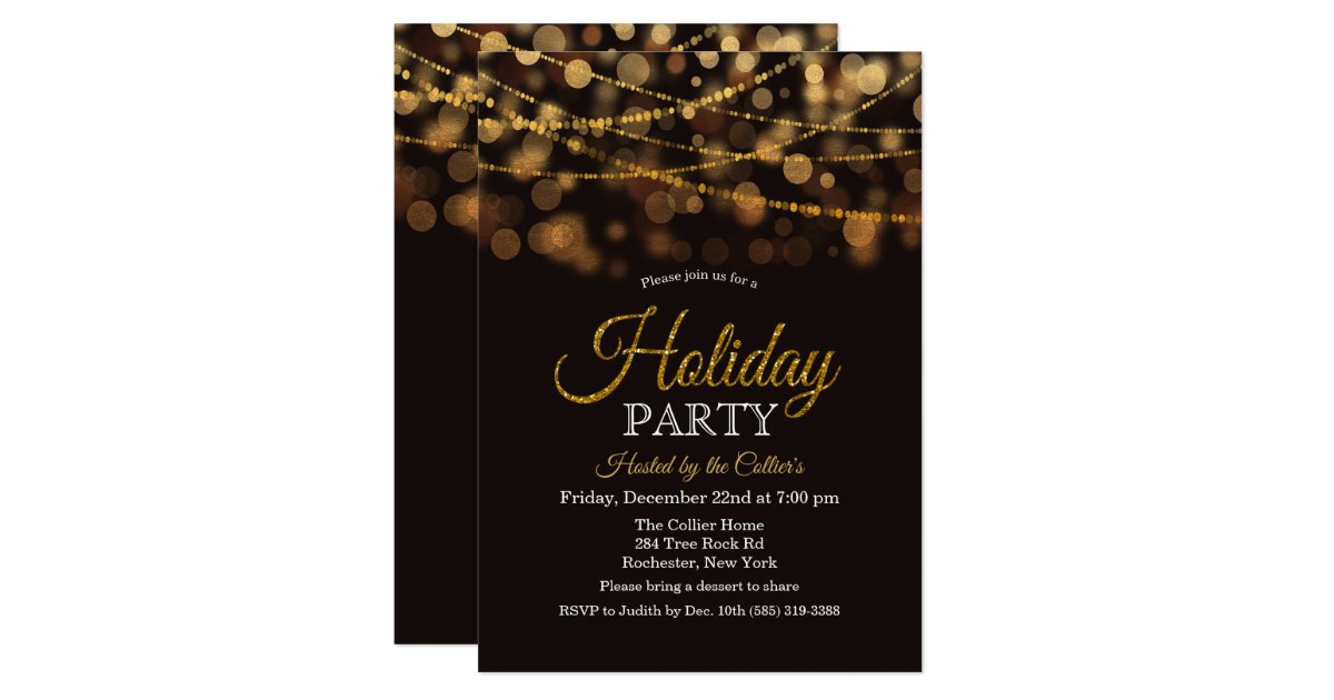 Holiday Party Glitter Lights Invitation | Zazzle.com