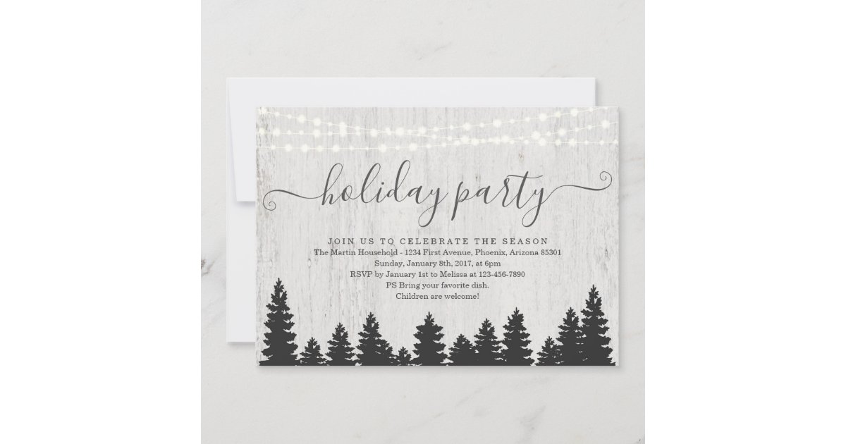 Holiday Party Invitation | Rustic Winter | Zazzle