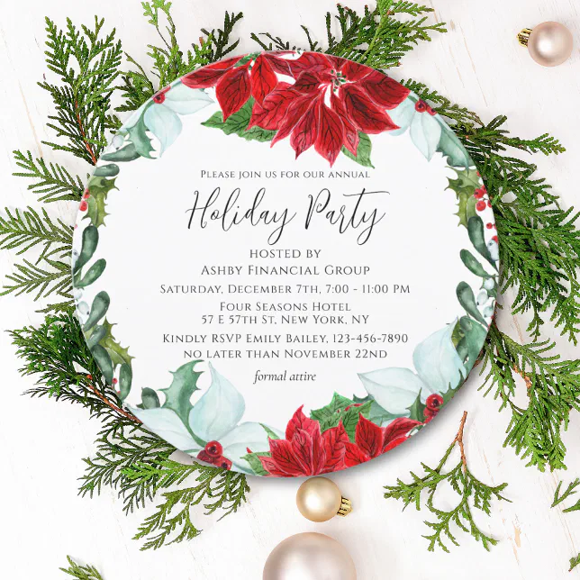 Holiday Party Modern Corporate Christmas Party Invitation | Zazzle
