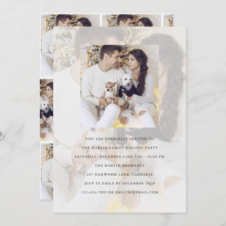 Holiday Party Multi Photo Invitation with Overlay | Zazzle