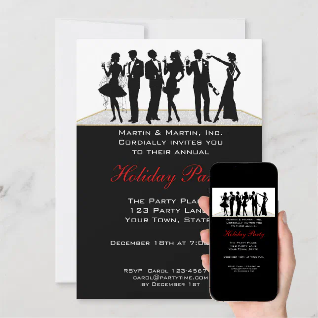 Holiday Party, People Silhouette Invitation | Zazzle