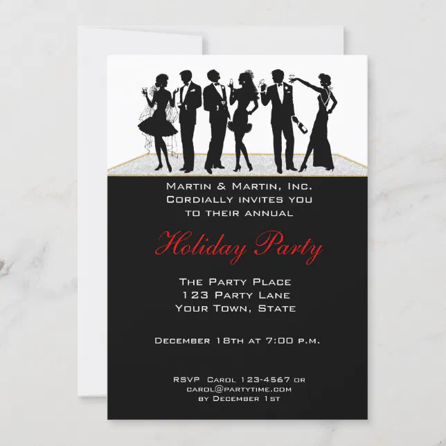 Holiday Party, People Silhouette Invitation | Zazzle