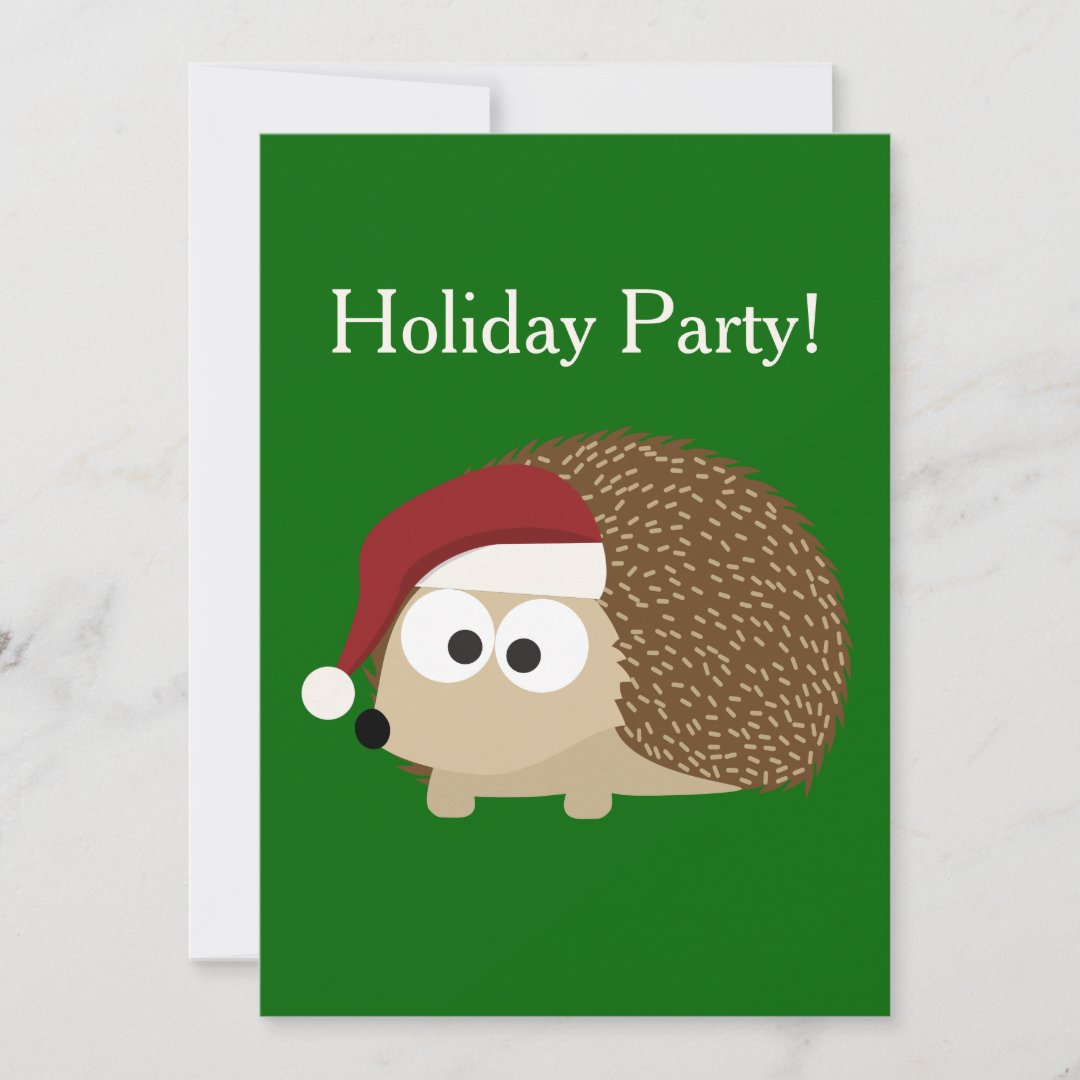 Holiday Party! Santa Hedgehog Invitation | Zazzle