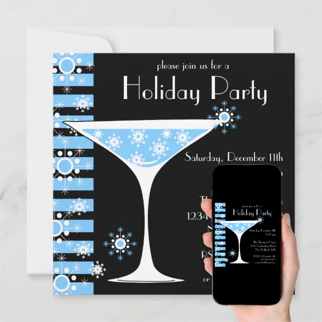 Holiday Party Snowflake Cocktail Invitation | Zazzle