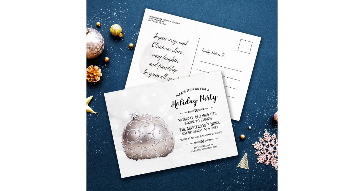 Holiday party white winter wonderland invitation | Zazzle