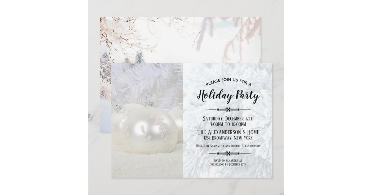 Holiday party white winter wonderland Invitation | Zazzle