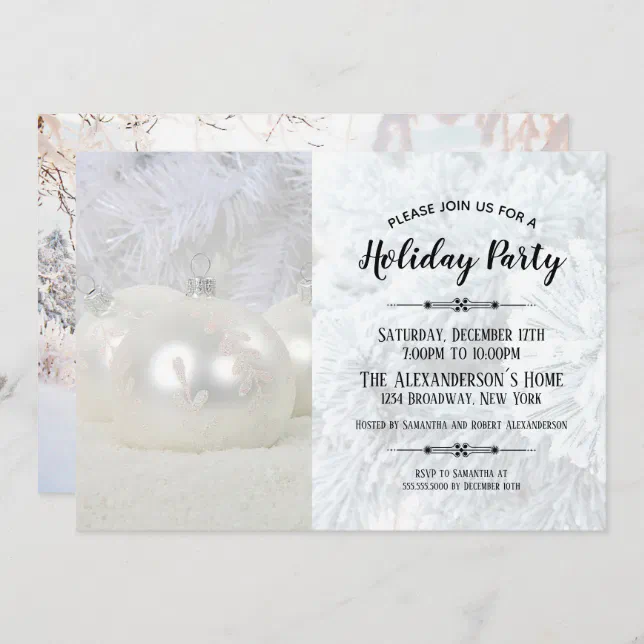 Holiday party white winter wonderland Invitation | Zazzle