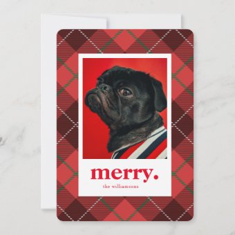 HOLIDAY PHOTO CHRISTMAS | Merry Red Plaid | Zazzle